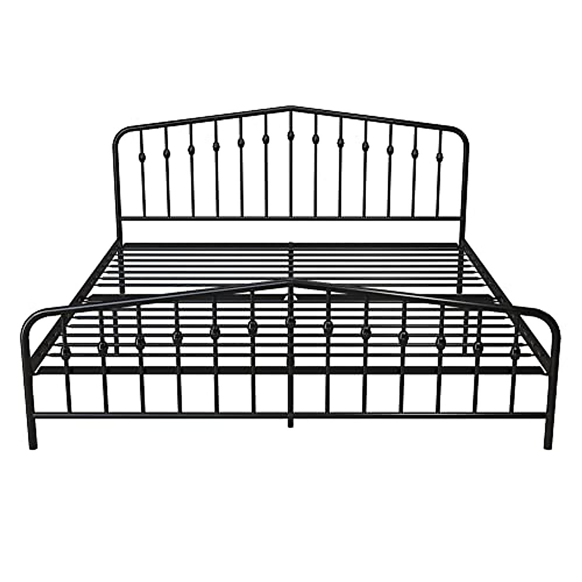 Novogratz Bushwick Metal Bed, Modern Design, King Size - Black
