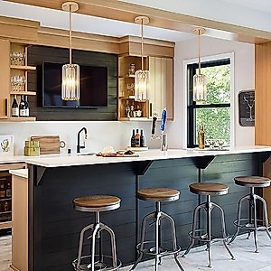 Heircido Rose Gold Pendant Light,Modern Crystal Pendant Lighting,Bar Pendant Light Fixture for Kitchen Island Dining Room Bedroom Hallway