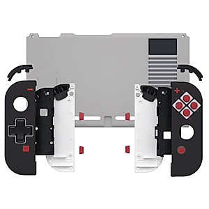 eXtremeRate Dpad Version Custom Full Set Shell for Nintendo Switch, Soft Touch Replacement Console Back Plate, NS Joycon Handheld Controller Housing & Buttons for Nintendo Switch - Classics NES Style