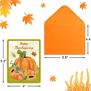 WorldBazaar Thanksgiving Greeting Cards with Envelopes 24PCS Watercolor Thanksgiving Day Pumpkin Turkey Cards Fall Autumn Thanksgiving Party Supplies