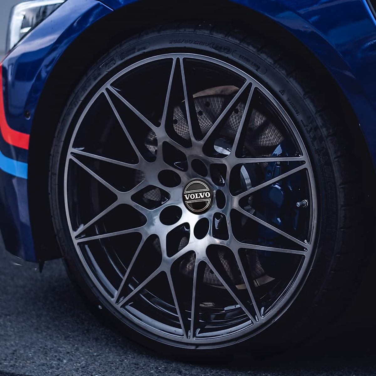 4pcs Wheel Center Caps Sticker for Volvo S90 S60 XC60 XC40 XC90 V40 V60 S60 S80, Silver Aluminium Wheel Center Hub Covers Sticker, 56mm/2.2''