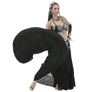 Astage Woman Belly Dance Full Circle Maxi Trible Skirts Linen Bohe Dress Black