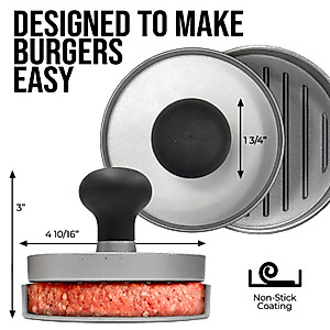 Shop Square Burger Press Patty Maker with 100 Patty Papers - Non-Stick Hamburger Patty Maker with Parchment Paper Included - Hamburger Patty Press for BBQ, Beef, Veggie Burgers - Food Grade Material