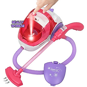 Click N' Play 18" Doll House Keeping & Kids Vacuum Cleaner Play Set, 8pcs | Kid/Toddler Cleaning Tool, Pretend Play Kitchen Accessories, Dust Pan, Baby Toys | Girls/Boys/Toddlers Toy Gifts/Supplies