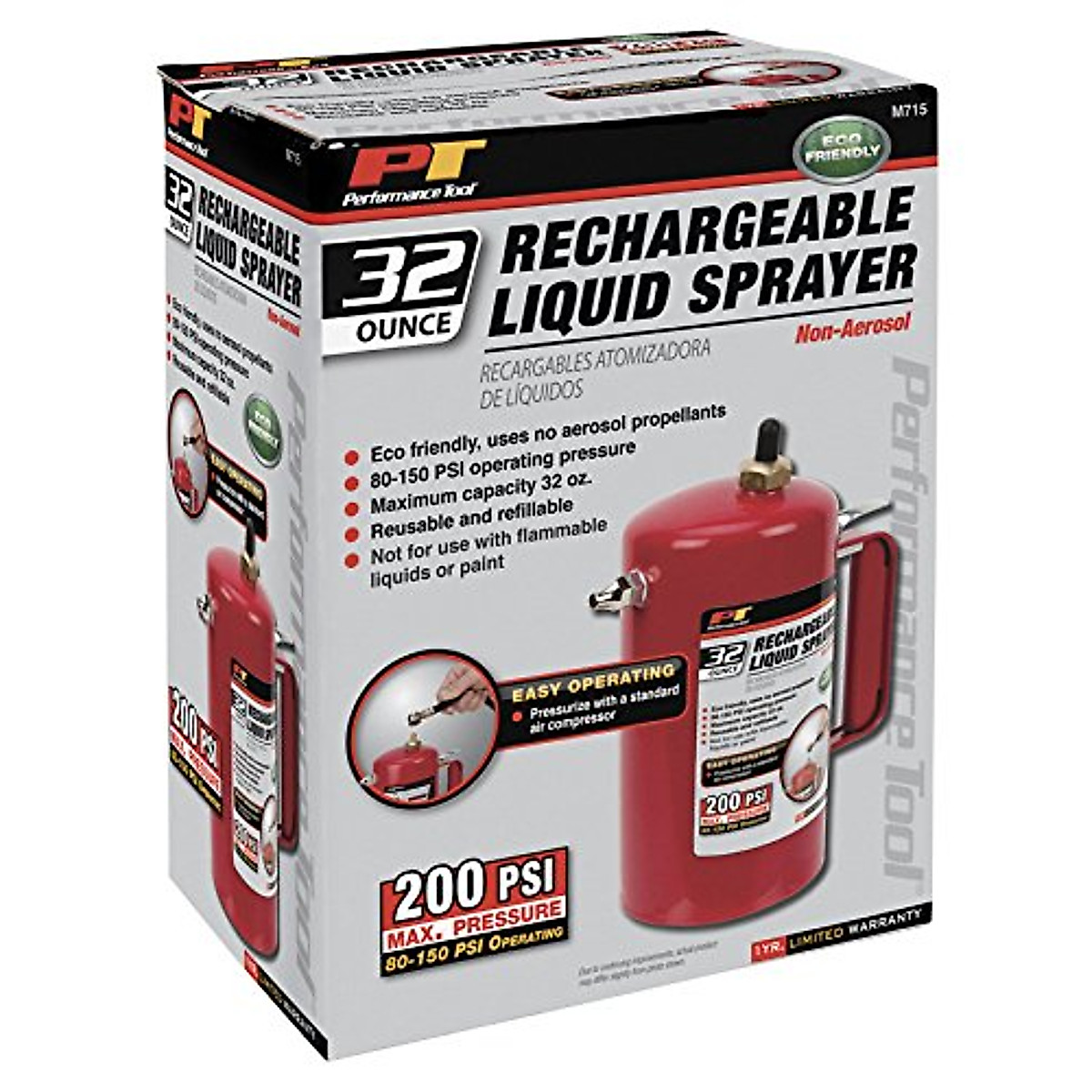 Performance Tool M715 Eco-Friendly Non-Aerosol Reusable Liquid Sprayer