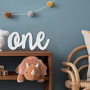 ONE Sign (Large 17in/Wooden/White), 1st Birthday Party and Baby Shower Decorations, Photo Prop, Wall Decor, Table Display, Baby Chair Photo Booth Props
