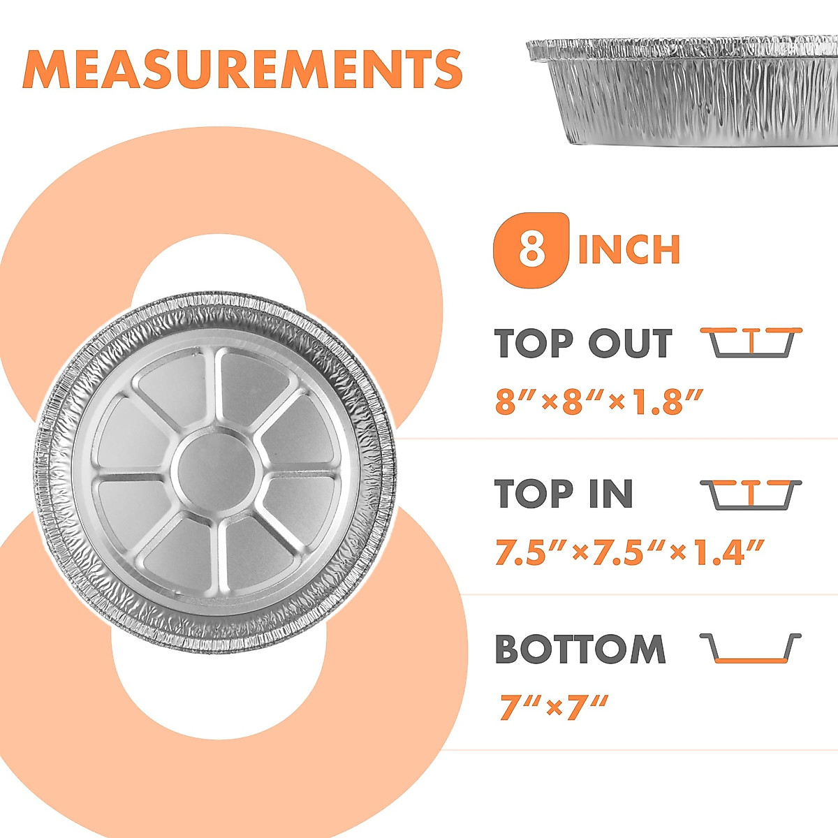 CURTA 8" Round Aluminum Foil Pans with Clear Lids | Heavy Duty | Great for Broiling, Baking, Storage, Roasting, Takeout, Air Fryer | 30 Pack