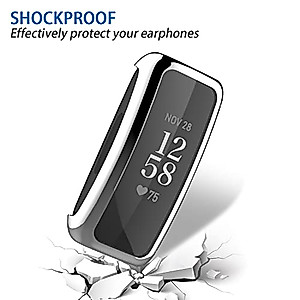 WUWOCJ 2-Pack All-Around Case Compatible with Fitbit Inspire 2,Ultra-Thin Soft TPU Bumper Full Cover Protective Case (Silver/Clear)