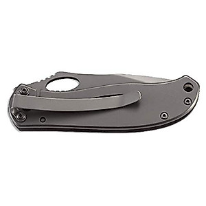 Columbia River Knife & Tool - 9001317 CRKT Pazoda 2 EDC Folding Pocket Knife: Compact Everyday Carry, Gray Ti Nitride Blade, Thumb Slot, Locking Liner, Stainless Handle, Pocket Clip 6470