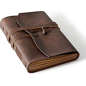RILIHO Leather Journal Notebook - 5x7 inches Genuine Leather Bound Journal Handmade Vintage Journal For Man and Women - Brown Writing Journal,Gifts For Man Travel Journal 240 Page