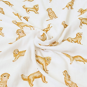 LifeTree Baby Swaddle Blankets Dog, 70% Viscose from Bamboo and 30% Cotton Muslin Swaddle Blankets Boys Girls Swaddling Blanket Neutral for Newborn, Soft Large 47" x 47", Golden Retriever Dog