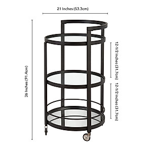 Henn&Hart 21" Wide Round Bar Cart in Blackened Bronze, Bar Carts for the Home