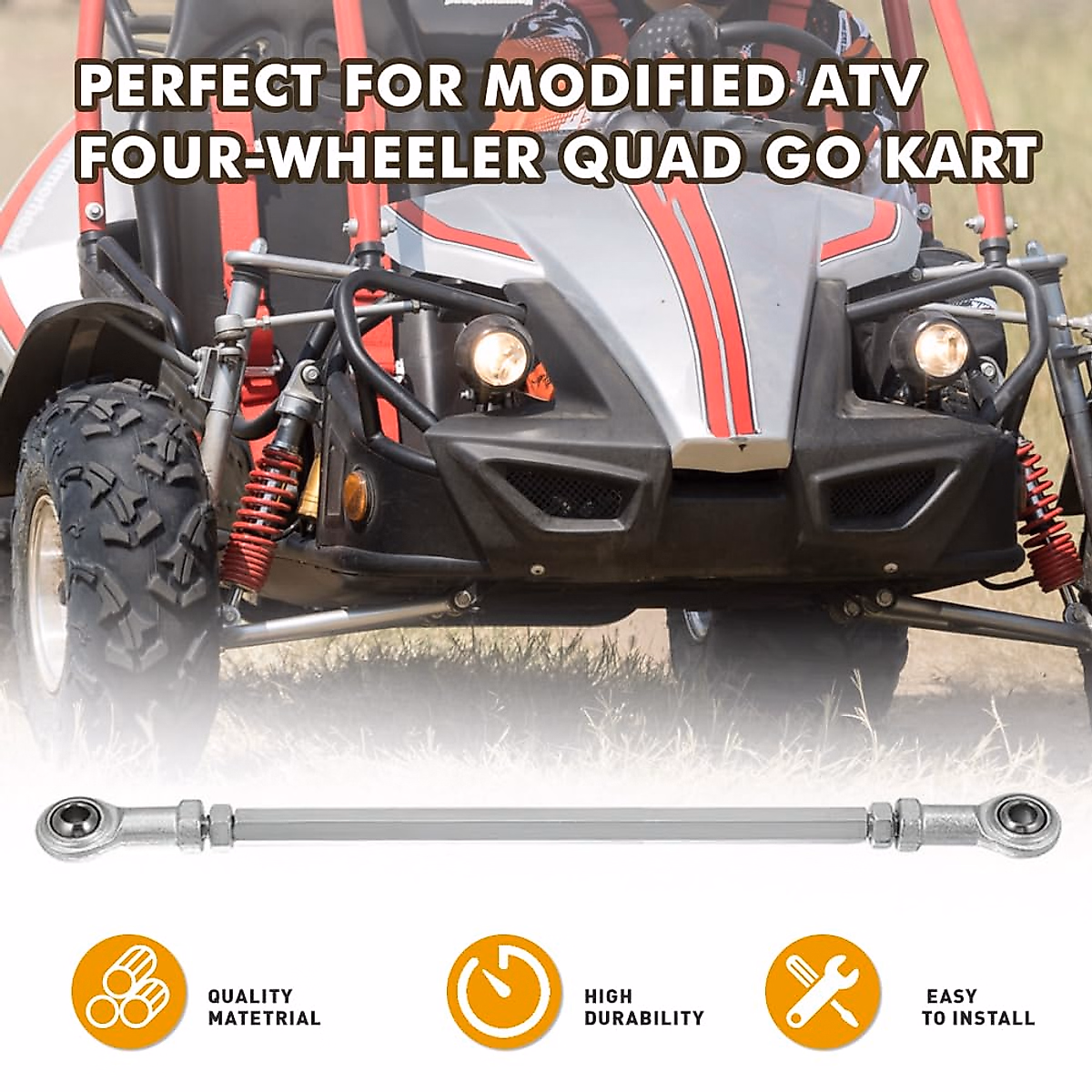 GZYF 310mm Steering Tie Rod kit Ball Joint M8 Ball Joiner Bolt Tie Rod for 50cc 70cc 90cc 110cc 125cc 200cc 250cc Quad Dirt Bike ATV Go Kart, 1PC