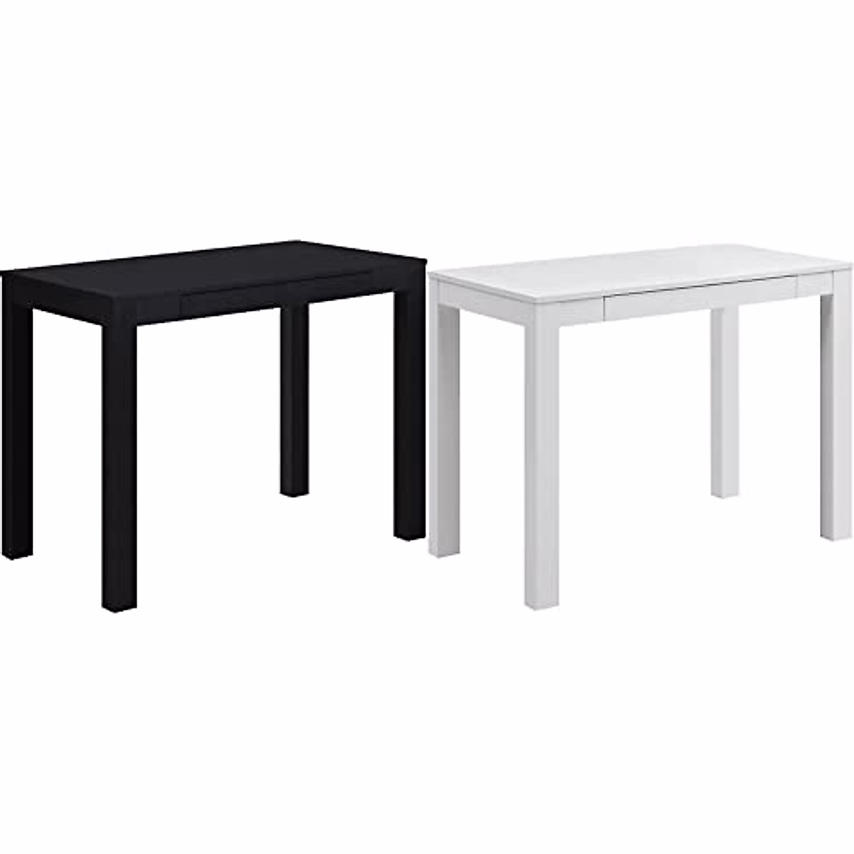 Ameriwood Home Parsons Desk with Drawer, Black & Parsons Desk with Drawer, White