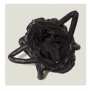 Large Lightweight Quilted Tote Bag for Women, Luxury Soft Padded Handbags, Winter Nylon Down Cotton Padding Shoulder Bags(White)