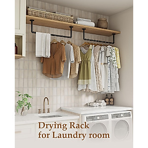 Bodato Industrial Clothing Rack 38.4'' for Wall 2 Pack, Heavy Duty Pipe Clothes Rack Wall Mounted for Hanging Clothes Garment, Closet Rod Hanging Bar for Walk-in Closet