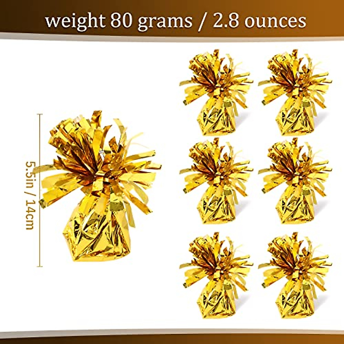 56 Pcs Balloon and Balloon Weights, 50 Pieces Balloons Decorative Birthday Confetti Balloons 6 Pieces Balloon Weights Pack Holder Balloons Party Wedding Birthday Decors(Black, Gold Series)