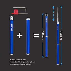 DEEFIINE Carbide Tip Wood Lathe Turning Tool Kit, Lathe Roughing and Finishing Hollow Tool Interchangeable Aluminum Alloy Handle with Diamond Round Square Carbide Blade (Metal handle)