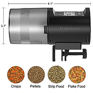 Tropinova Aquarium Automatic Fish Feeder Moisture-Proof Auto Fish Food Dispenser for Aquarium or Small Fish Turtle Tank