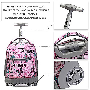 Tilami Rolling Backpack 16 Inch School College Travel Carry-on Backpack Boys Girls, Travel