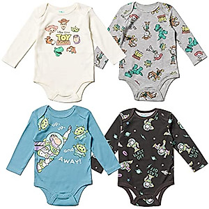 Disney Pixar Toy Story Alien Bullseye Rex Jessie Infant Baby Boys 4 Pack Bodysuits White/Gray/Blue/Black 12 Months