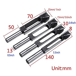 Dtacke Wood Plug Hole Cutter Tenon Dowel And Plug Drill Woodworking Cutter (8mm Drill inner bore)