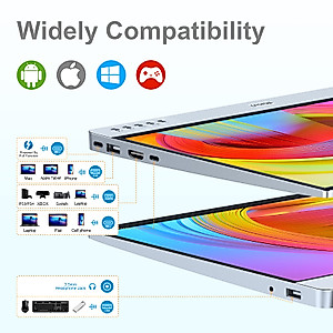 BIGASUO Portable Monitor, 15.6 FHD HDR 1080P Portable Laptop Monitor, Built-in 6000mAh Rechargeable Battery, Dual Spearker for Laptop PC/MacBook/Phone Xbox Switch PS4 PS5- Gift for Family and Friends