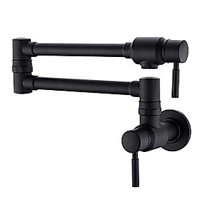 TUTEW Pot Filler Faucet Wall Mount, Black Pot Filler, Folding Stretchable Pot Filler Faucet, Matte Black Pot Filler