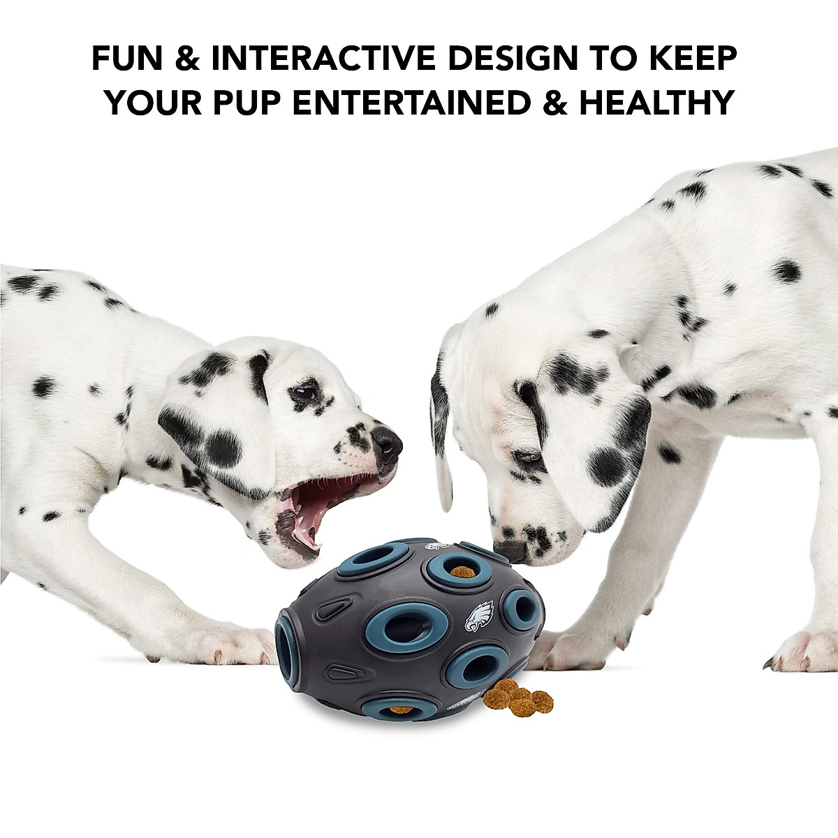 Pets First NFL Philadelphia Eagles Football Treat Dispensing Toy for Dogs and Cats, Rubber Ball Dog Toy, Interactive Fun Dog Treat Toy, Natural Rubber Dog Feeding Toy