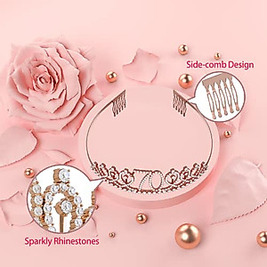 70th Birthday Decorations for Women, 70th Birthday Sash,Tiara, 70th Candles and Happy Birthday Cake Toppers, Rose Gold 70th Birthday Gifts Set