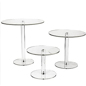 Set of 3 Acrylic Cake Stand Set for Dessert Table, Clear Round Cake Stands, Dessert Cupcake Pastry Candy Display for Wedding, Event, Birthday Party