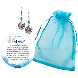 SPUNKYsoul Artsy Mermaid Starfish Sand Dollar Dangle Fashion Earrings for Women (Sand Dollar Teal)