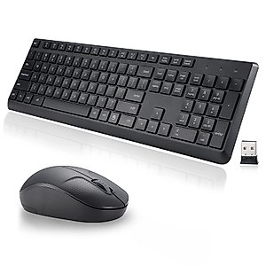 2.4 GHz Wireless Keyboard and Mouse Combo, Full-Sized USB Cordless Mouse Keyboard Set Silent for PC Laptop Computer Desktop Windows Mac Chromebook, Numeric Keypad & Compact Optical Mouse (Grey)