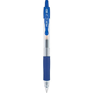 Pilot G2 pens retractable Gel Roller ballpoint 0.38 pt Black & Blue Bundle, (Pack of 6)