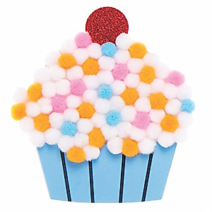 Baker Ross AX736 Cupcake Pom Pom Kits - Pack of 5, Creative Art and Craft Supplies for Kids to Make, Decorate and Display