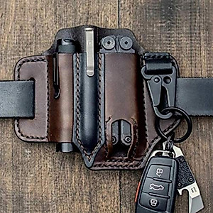 Dragon Honor Leather Sheath EDC Pocket Organizer - High Leather Quality (Brown)
