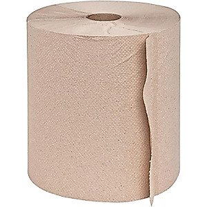 Genuine Joe - Paper Towels - Embossed Hardwound Roll Towels - Paper - 7.88" x 600' - Brown
