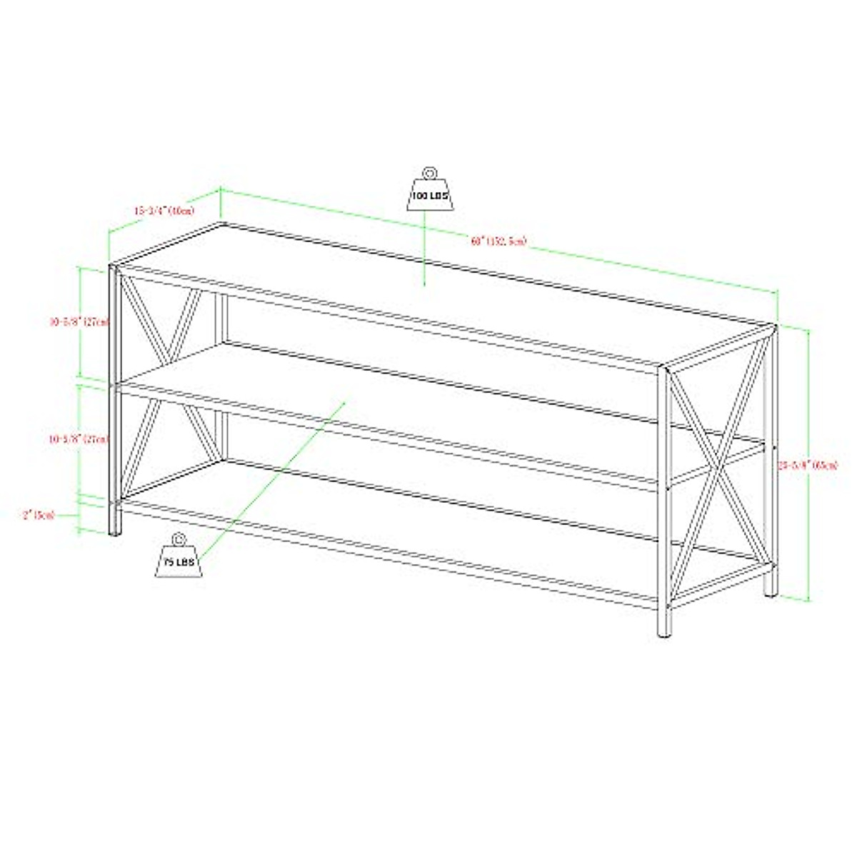 Walker Edison 2 Shelf Industrial Wood Metal Bookcase Tall Bookshelf Storage Home Office, 60 Inch, Grey