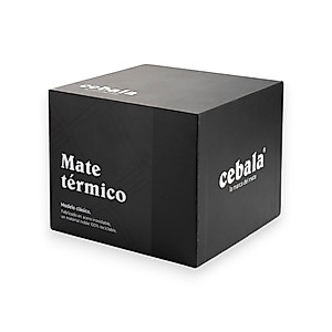 Cebala Yerba Mate Natural Gourd/Tea Cup Set (Original Mate Cup) PREMIUM QUALITY | Includes 2 Bombillas (Yerba Mate Straws to Use) & Silicon Cup & Cleaning Brush | Stainless Steel (Black)