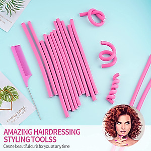 30PCS 9.45" Flexi Rods Curlers Set for Short and Long Hair, No Heat Foam Rollers with Steel Comb Buytta