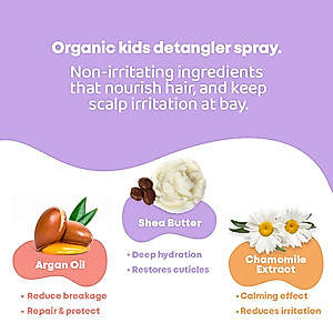 JoySpring Detangle Spray for Kids - Natural Conditioner & Detangler Spray with Argan Oil & Apricot - Curly Hair Detangling Spray (8 oz)