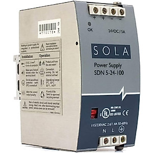 Sola/Hevi-Duty SDN5-24-100P DC Power Supply, 24 VDC, 5 Amp, 47-63 Hz