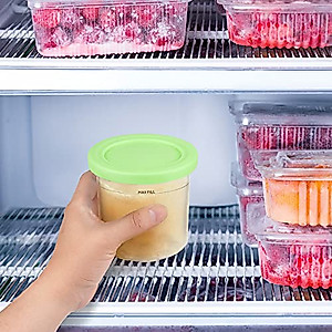 VanlonPro Ice Cream Containers 4 Pack, Compatible with NC299AMZ & NC300s Series Ninja Creami Ice Cream Makers, Reusable, BPA-Free & Dishwasher Safe, Airtight, Gray/Blue/Pink/Green Lids