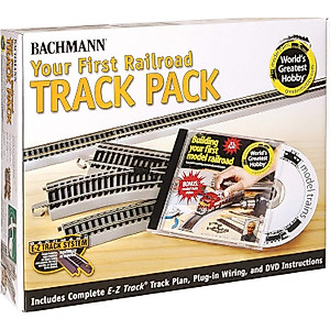 Bachmann Trains Snap-Fit E-Z TRACK WORLD’S GREATEST HOBBY FIRST RAILROAD TRACK PACK - NICKEL SILVER Rail With Grey Roadbed - HO Scale