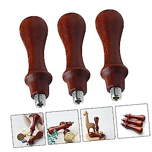 VILLCASE 3Pcs Wooden Handle Wedding invites Wooden Stamps Wedding Scrapbook Seal Stamp Head Replacement Wax Envelope Seal Handle Wax Stamp Replacement Heads Wedding Stamp Handle Beech die