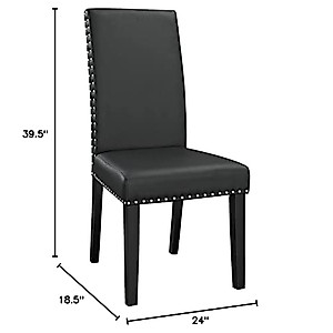 Modway Parcel Faux Leather Upholstered Parsons Dining Side Chair in Black