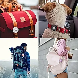 Odnaey Airtag Dog Cat Collar Holder 2 Pack Silicone Pet Collar Case Apple Airtags, Screen Protectors 4 Pcs Used Anti-Lost Case Compatible Cat Dog Collars Loop & Backpack Accessories, M-Black Blue