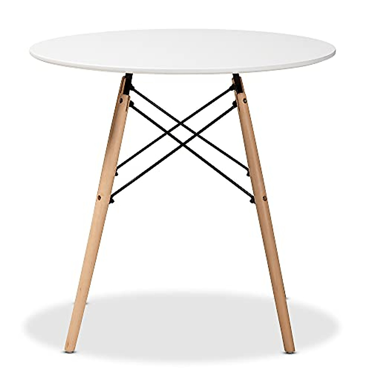 Baxton Studio Varen Dining Tables, White/Oak Brown/Black