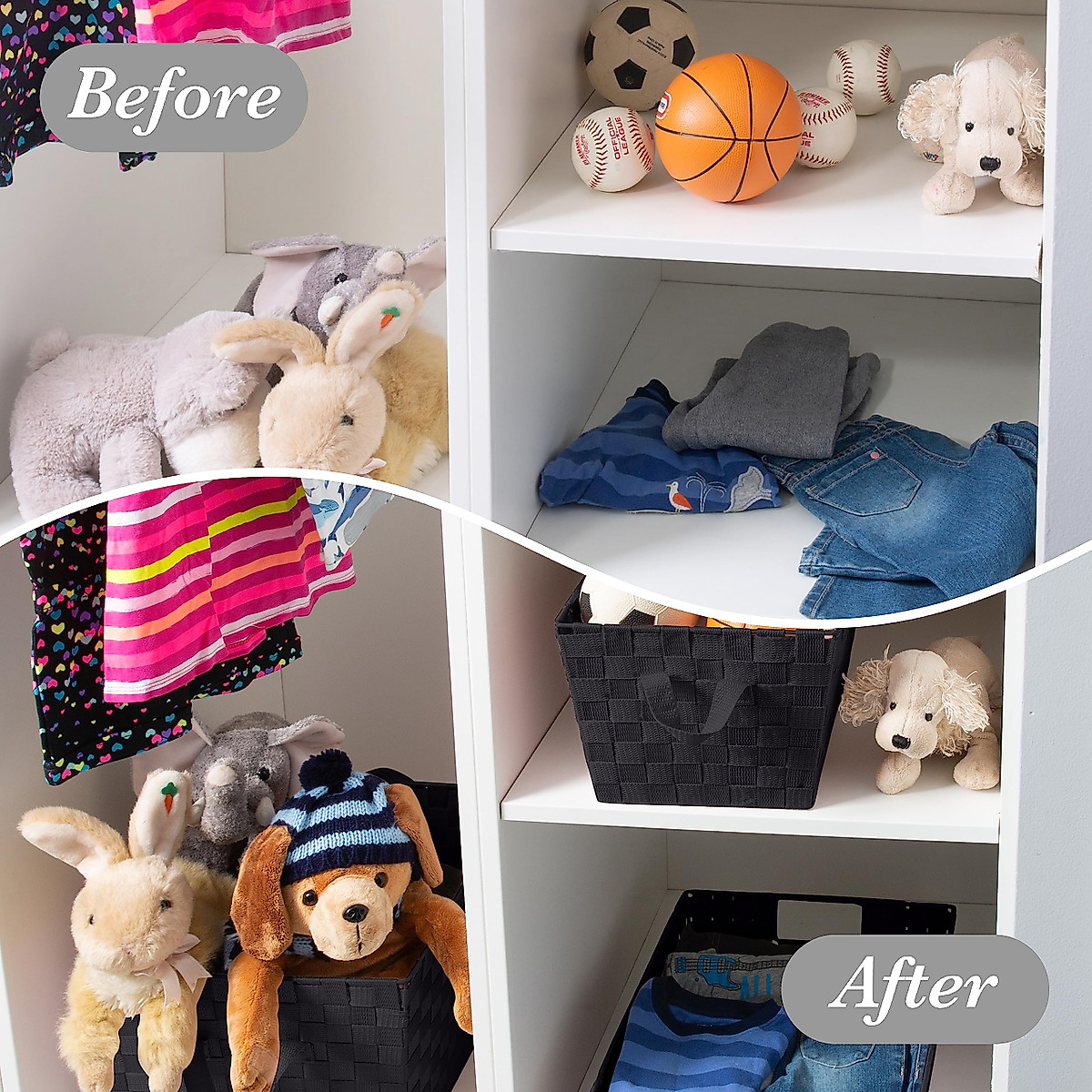 Simplify Medium Woven Strap Tote, Black, 10x12x8 Inches