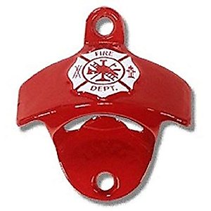 Embossed Fireman Shield Fire Department Wall Bottle Opener